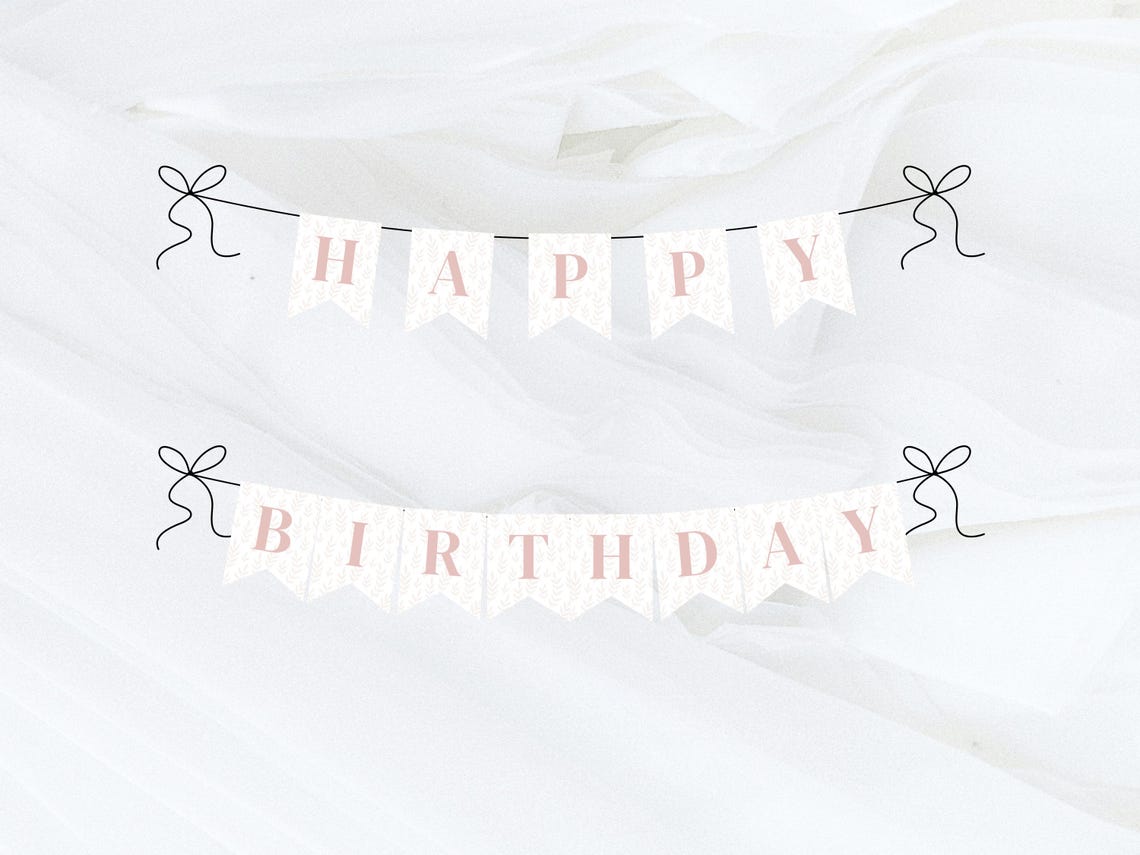 Editable Happy Birthday Banner Template | Soft Pink Party Decor ...