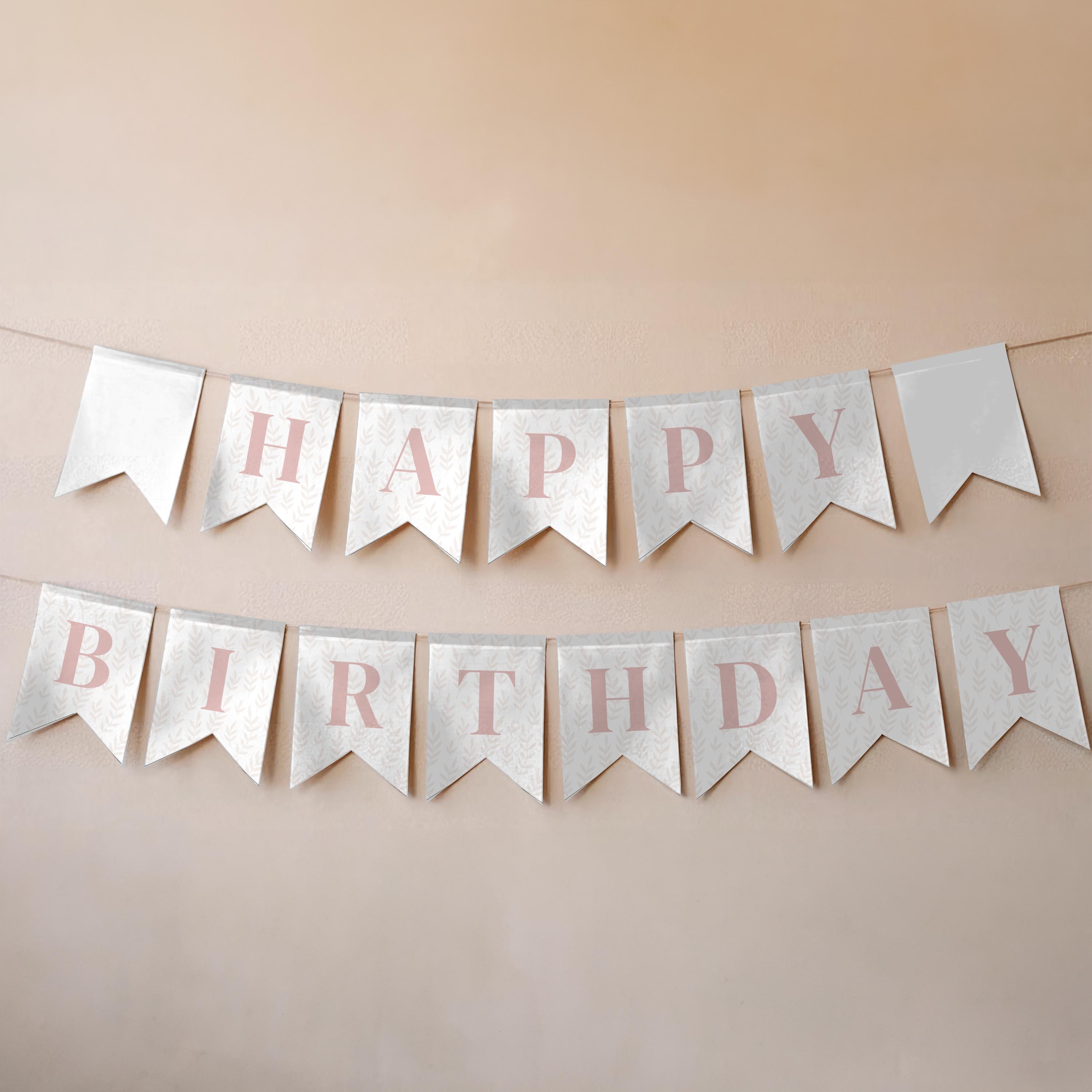 Editable Happy Birthday Banner Template | Soft Pink Party Decor ...