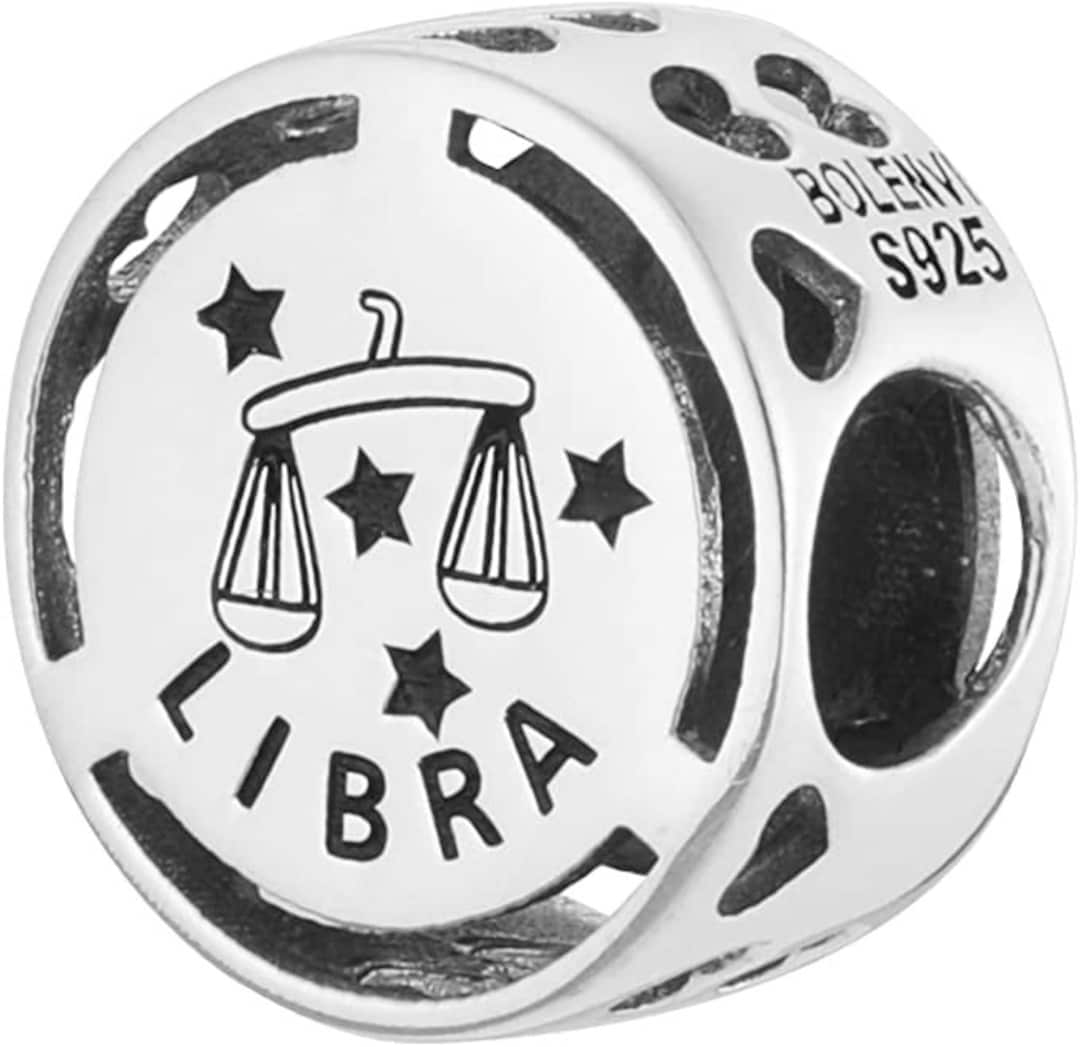 Libra Zodiac Signs Birthday Symbols 925 Sterling Silver Charm Pendant ...