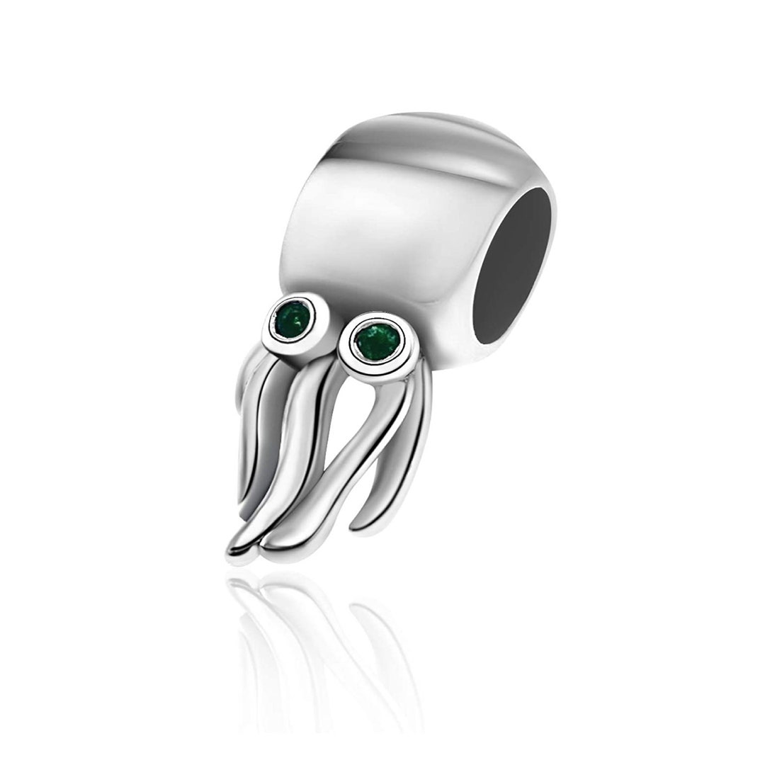 Emerald Crystal Eye Octopus 925 Sterling Silver Gift Pendant Charm Bead ...