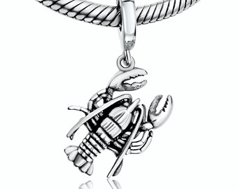 Movable Sterling Silver Lobster Charm Seafood Crustacean 3D Solid .925 ...