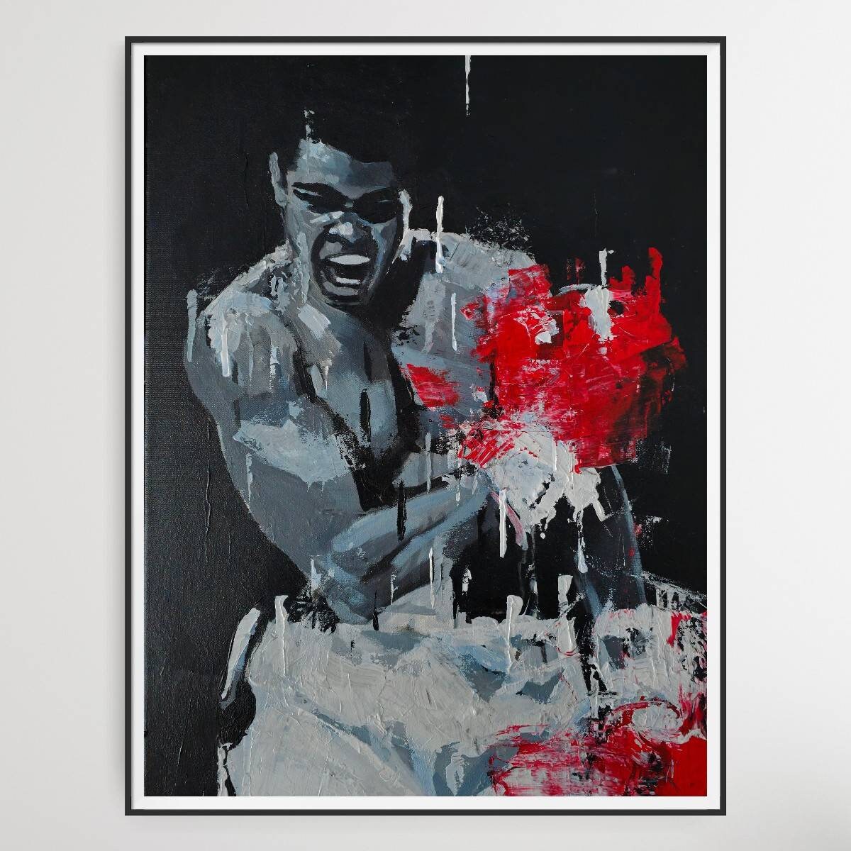 Muhammad Ali Portrait Print, Black and White Boxing Poster, Boxing ...