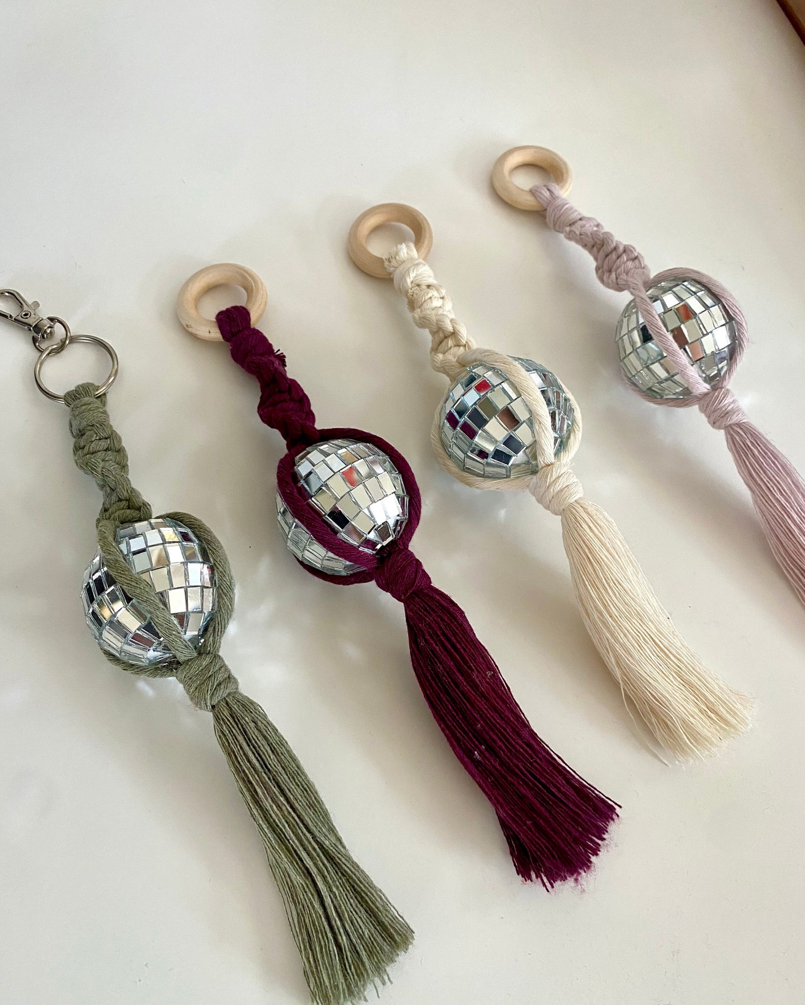 Mini Disco Ball Macrame Keychain Macrame Disco Ball Window - Etsy