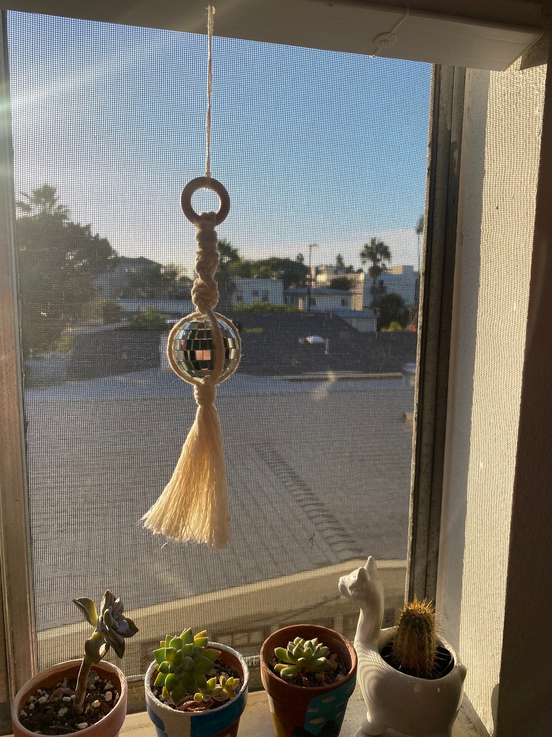 Mini Disco Ball Macrame Keychain Macrame Disco Ball Window - Etsy