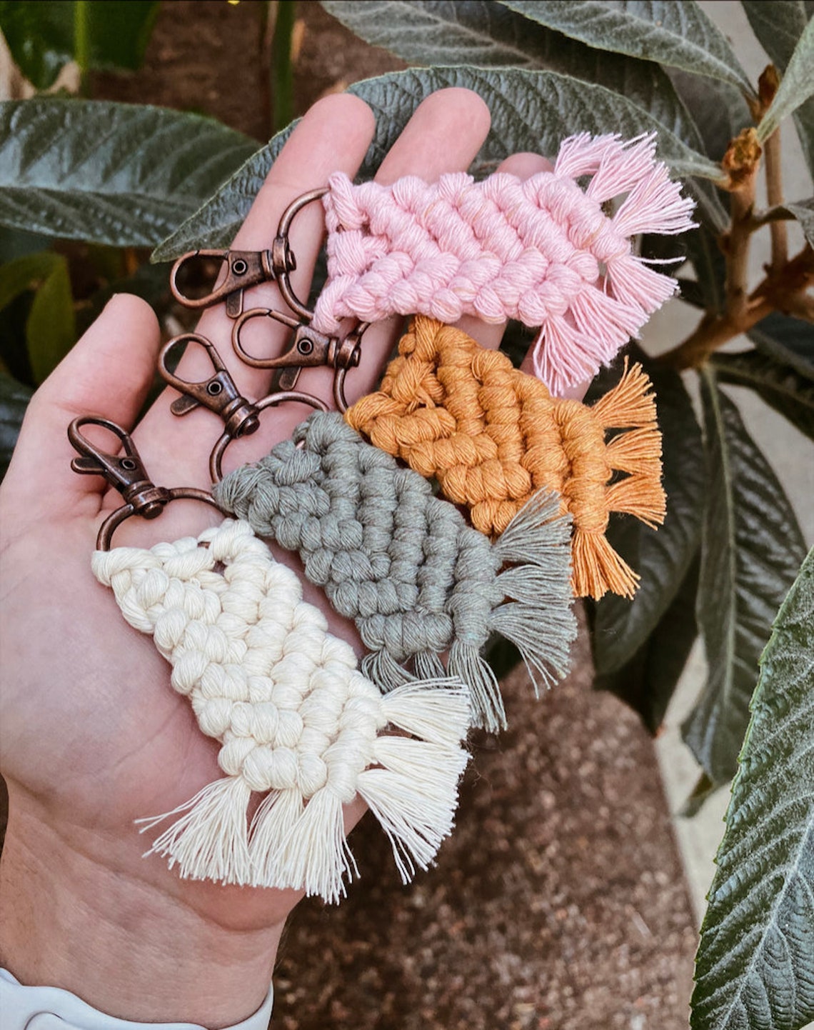 Macrame Keychain Small Custom Macramé Keychain Colored | Etsy
