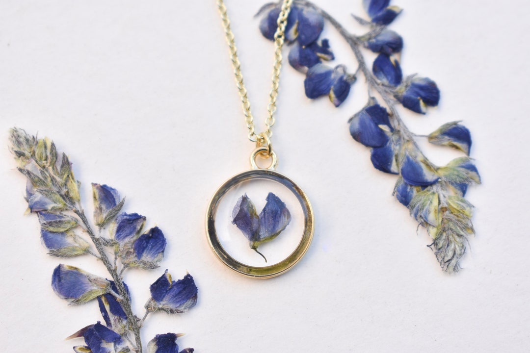 Handmade Lupine Flower Resin Necklace: Symbol of Healing & Strength ...