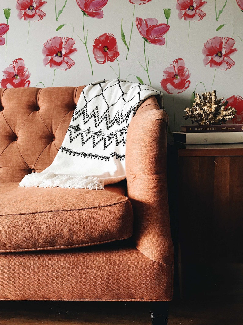 Red Weed Wall Mural Floral Wallpaper Self-adhesive | Etsy