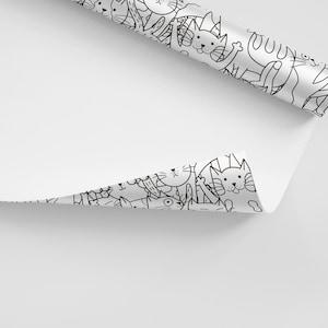 Line Cat | Self-adhesive Wallpaper | Wall Mural | Kids Room | Wall ...