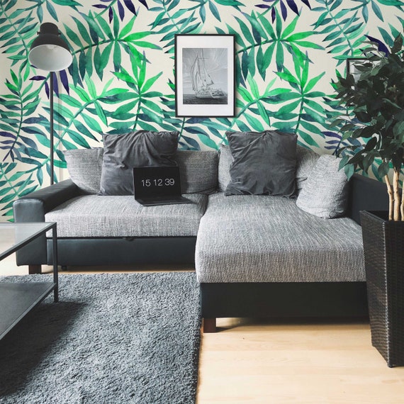 Palm Leaf Wall Mural Floral Wallpaper Self-adhesive - Etsy