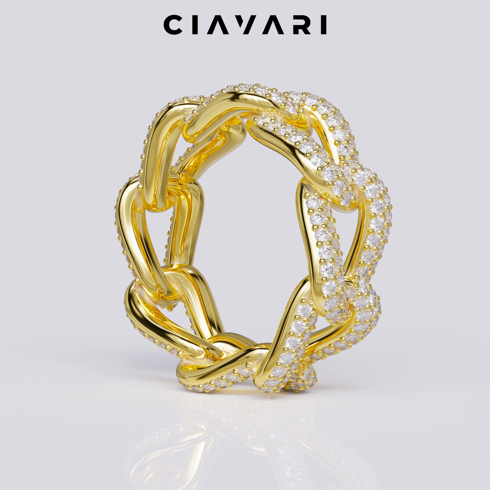 Diamond Cuban Link Ring / Cuban Chain Ring / 1.40 Carat Diamond Cuban ...