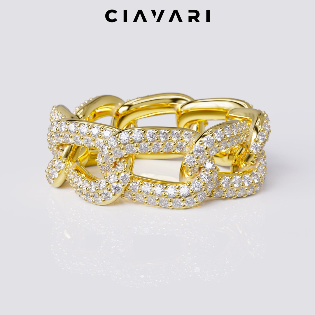 Diamond Cuban Link Ring / Cuban Chain Ring / 1.40 Carat Diamond Cuban ...