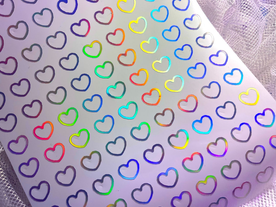 Mini Hearts Holographic Stickers | Waterproof | Kawaii L Sticker Sheet ...