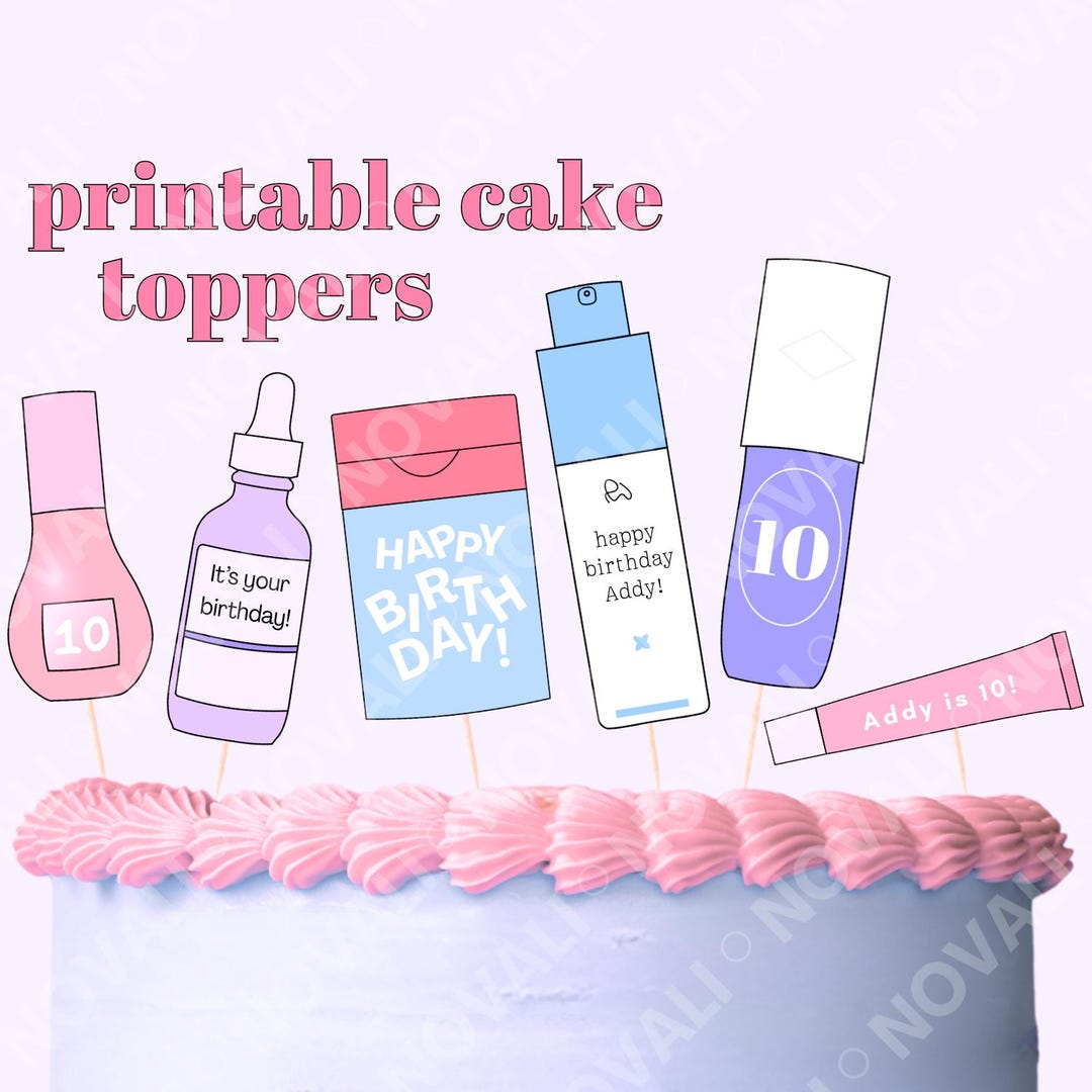 Custom Skincare Cake Toppers: Preppy Birthday Party Decorations ...