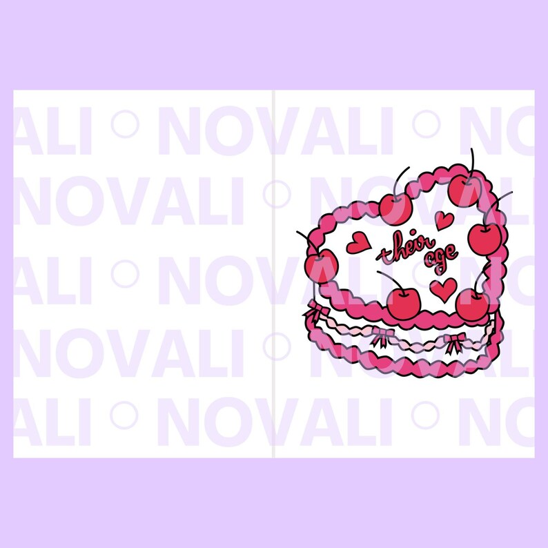 Heart Cake Birthday Card Vintage Cake Customisable Digital Download - Etsy