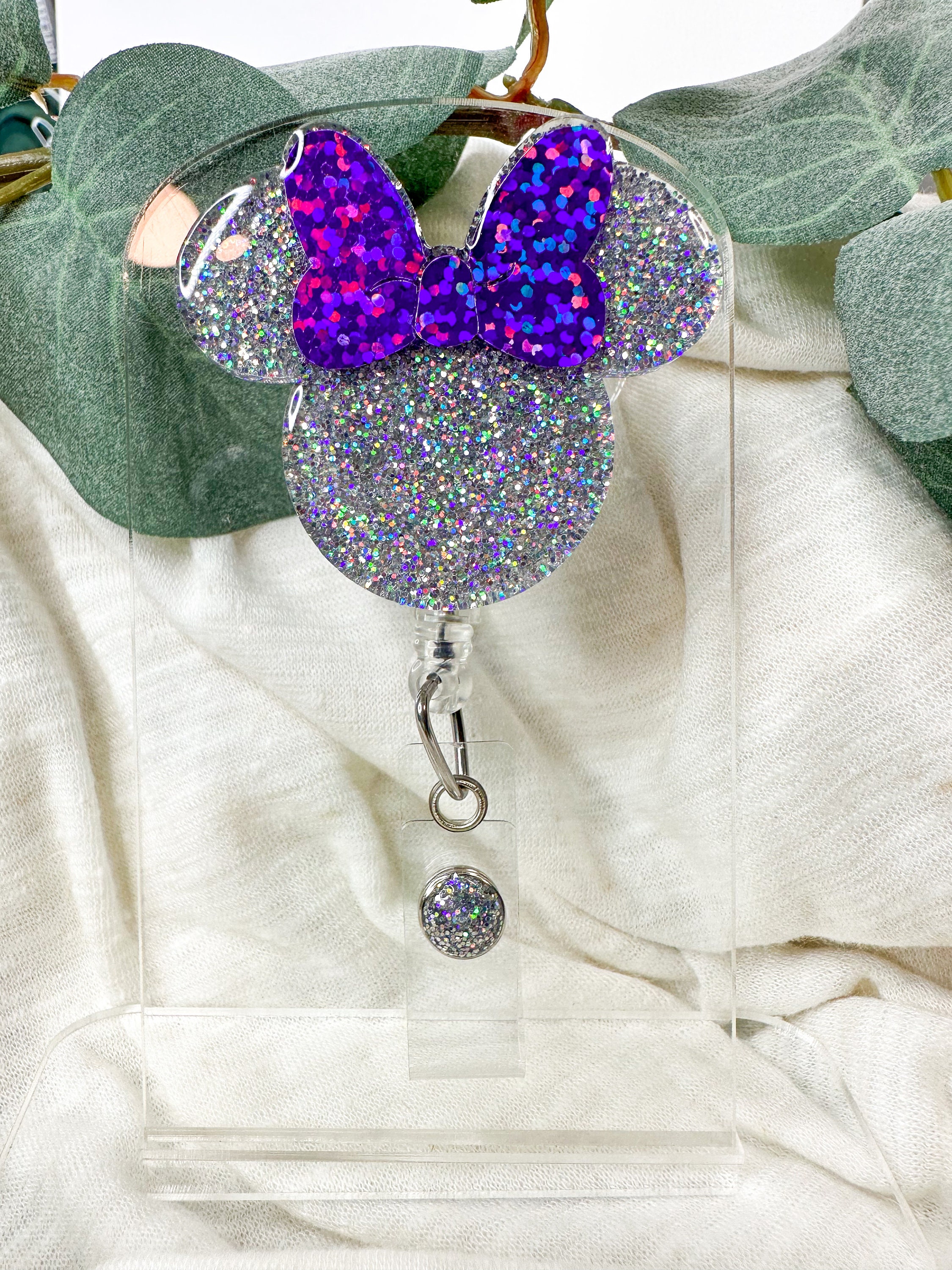 Disney Inspired Minnie Mouse Badge Reel Sparkling Minnie - Etsy