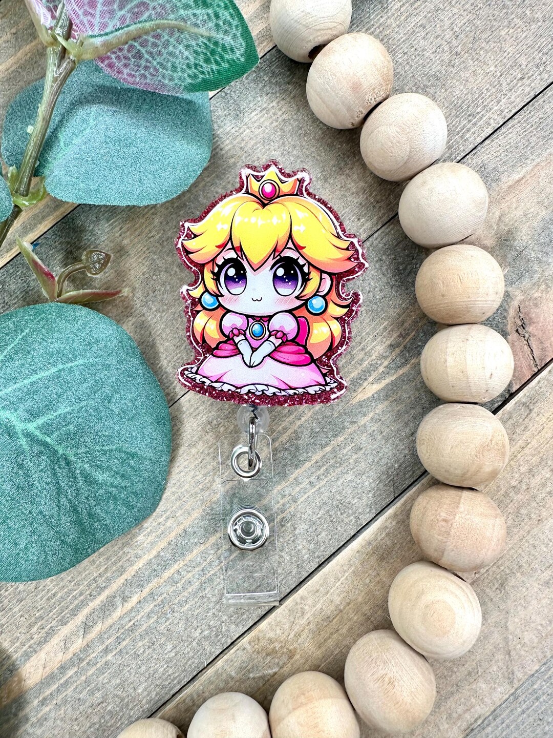 Peach Princess Girl ID Holder, Cartoon Movie Retractable and ...