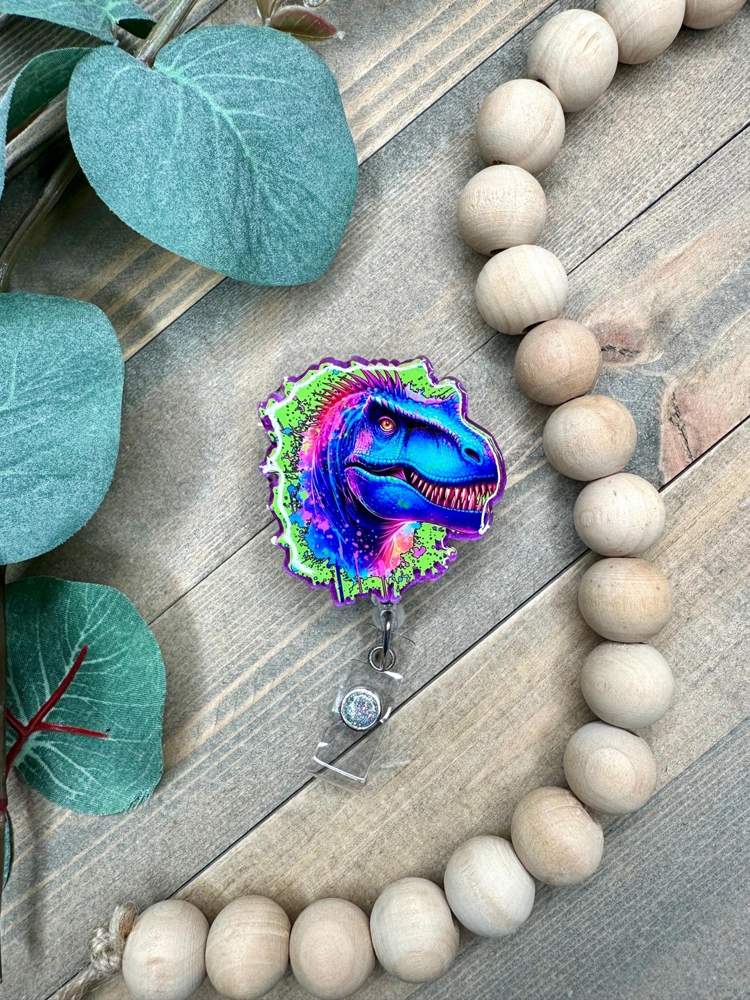 Tyrannosaurus Rex Badge Reel, Dinosaur Badge Holder, Interchangeable - Etsy
