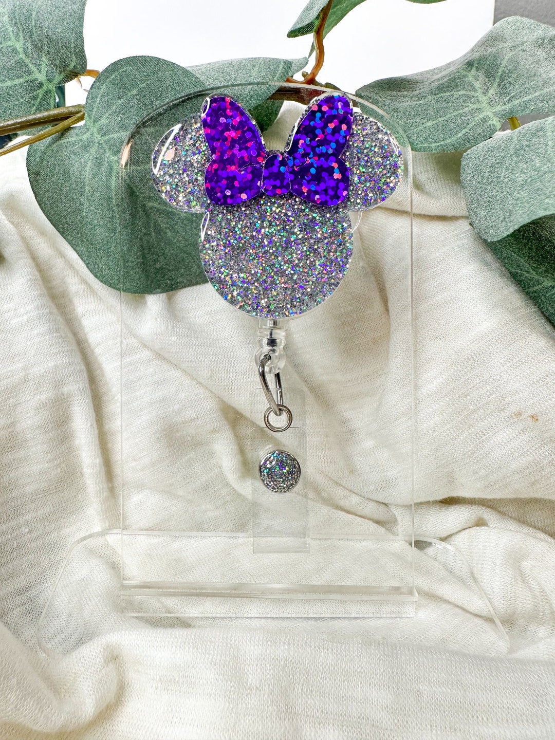 Disney Inspired Minnie Mouse Badge Reel Sparkling Minnie - Etsy