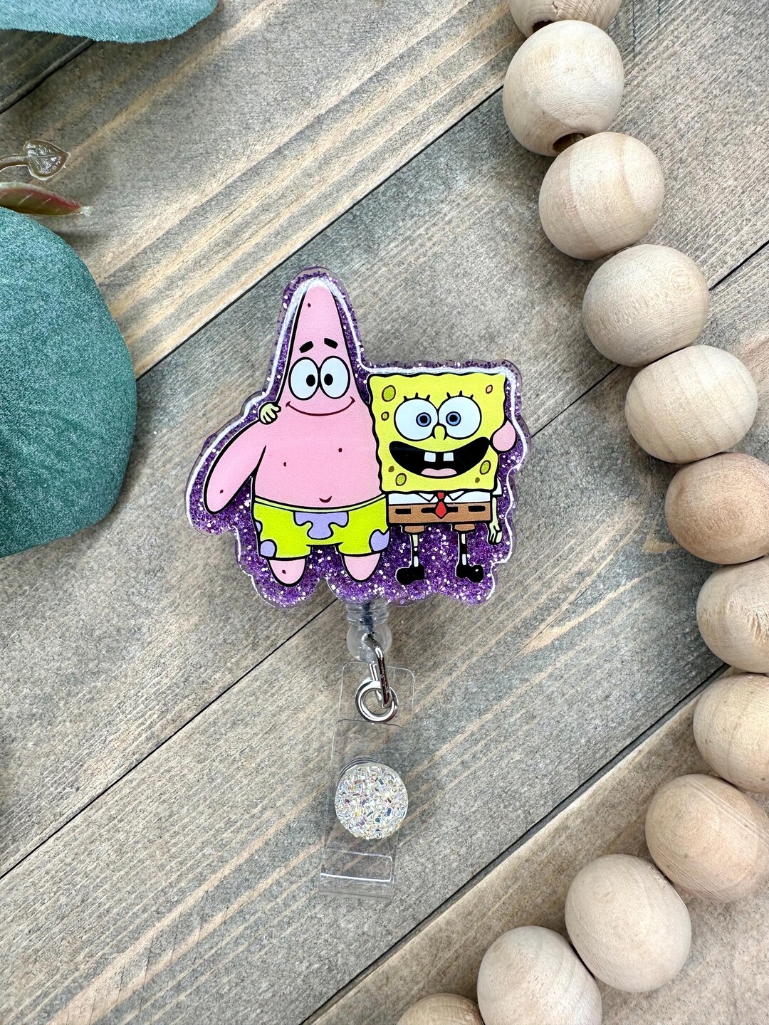 Patrick and Spongebob Inspired Badge Reel, Cartoon Friends ID Holder ...