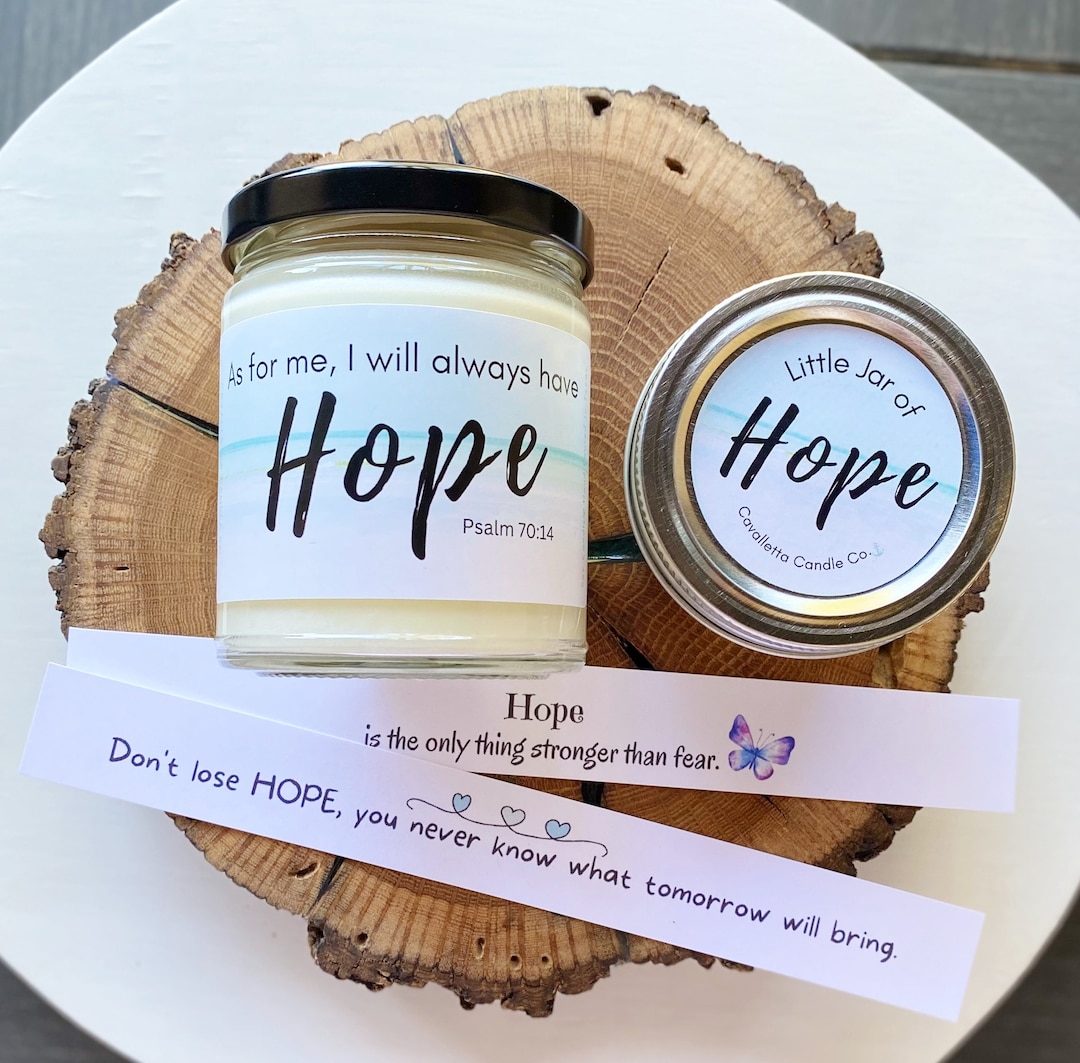 Hope Candle & Encouraging Jar of Hope Notes Gift Set as for Me, I Will ...