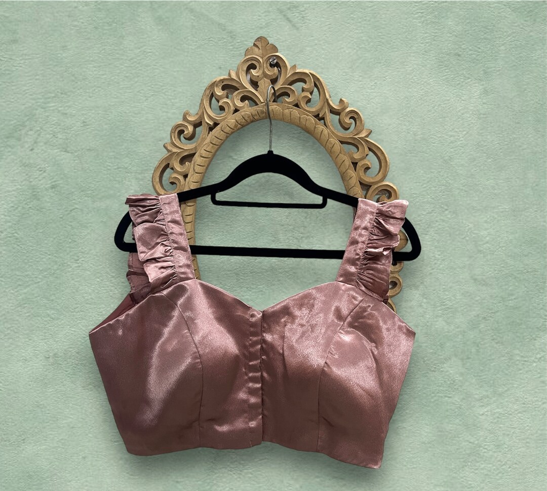 Dark Salmon Pink German Satin Padded Blouse With Frill Detailing - Etsy