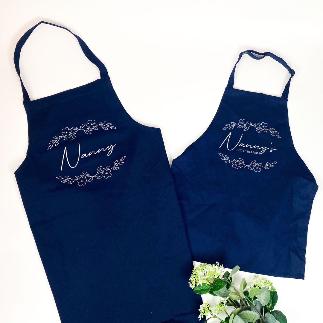 Nanny Apron Nanny's Little Helper Nanny & Grandchild Apron Navy Gift ...
