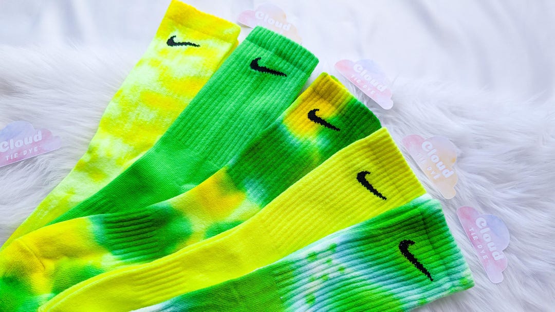 Tie Dye NIKE Socks - 'the Neon Collection' - L Neon Yellow and Neon ...