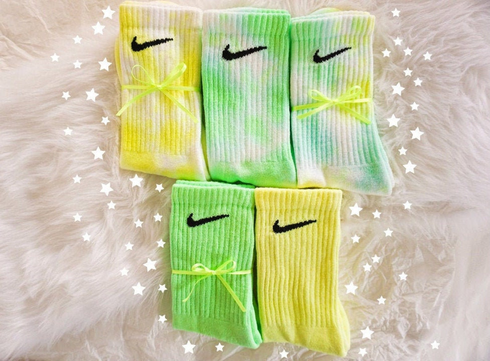 Tie Dye NIKE Socks - 'the Neon / Fluorescent Collection' - Neon Lime ...