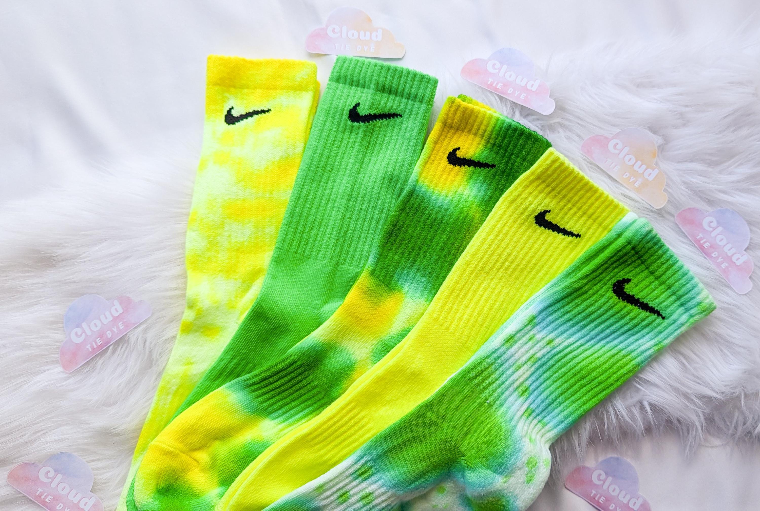 Tie Dye NIKE Socks - 'the Neon Collection' - L Neon Yellow and Neon ...