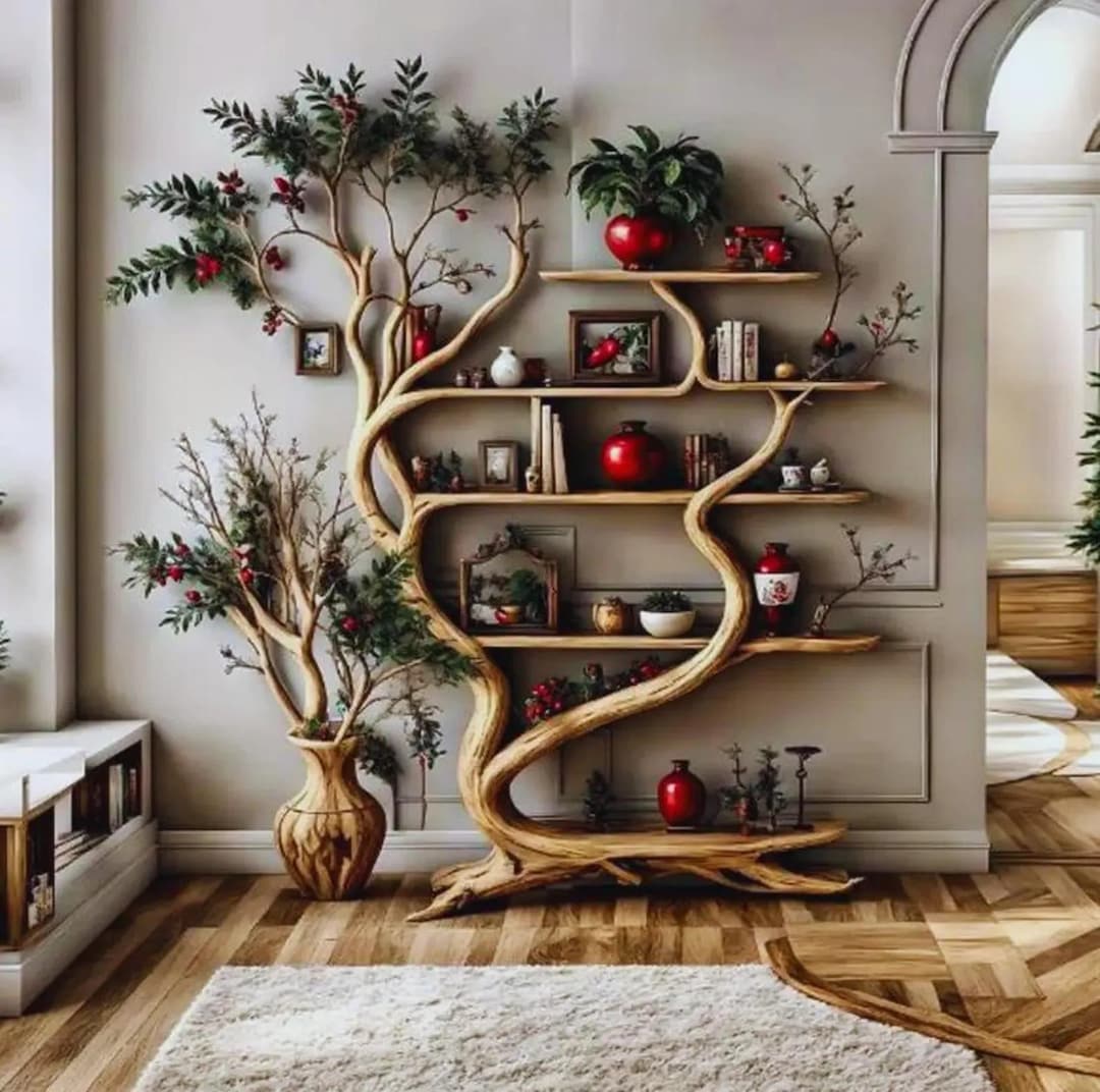 Natural Tree Branch Wall Shelf | Solid Wood Floating Shelf | Handmade ...