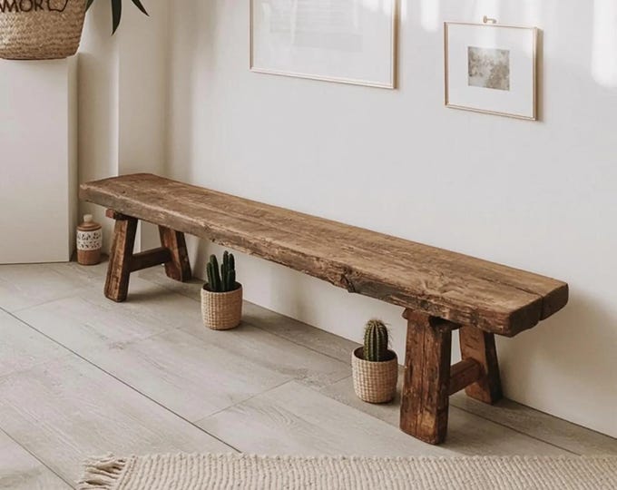 Narrow, Slatted Bench George Nelson Style, Natural Top - Etsy