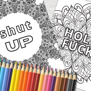 10 Adult Coloring Pages, Funny Rude Swear Words, Offensive Printable ...