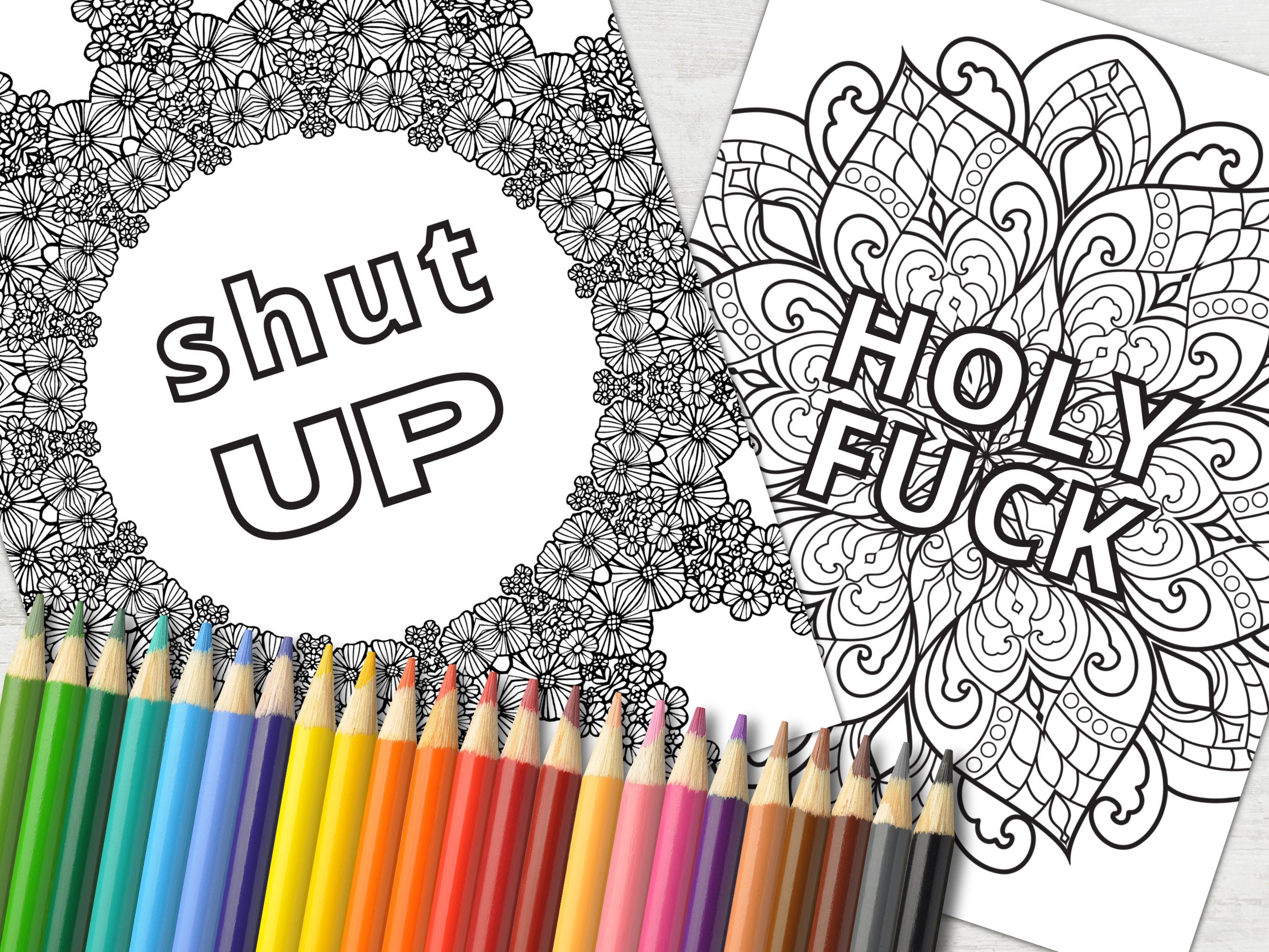 10 Adult Coloring Pages, Funny Rude Swear Words, Offensive Printable ...