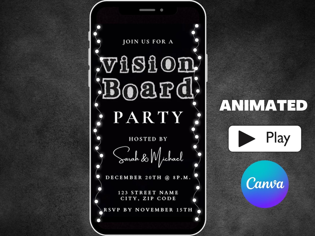 Animated Vision Board Party Invitation Template - Etsy