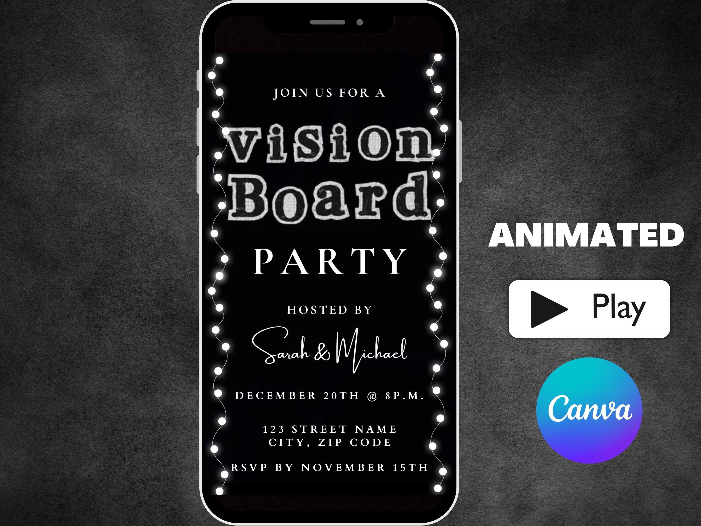 Animated Vision Board Party Invitation Template - Etsy