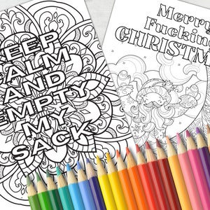10 Rude Christmas Coloring Pages With Swear Words for Adults, Obscene ...
