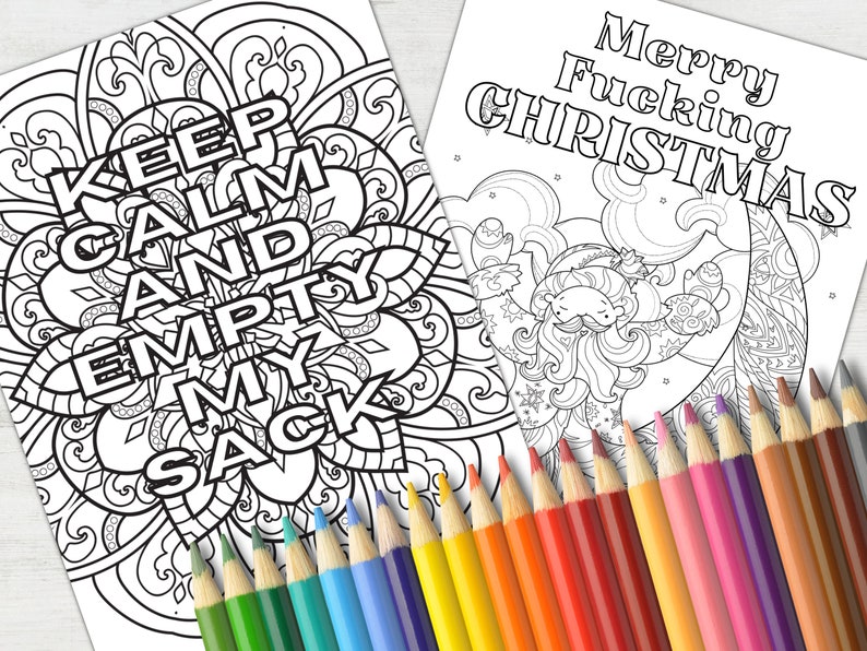 10 Rude Christmas Coloring Pages With Swear Words for Adults, Obscene ...