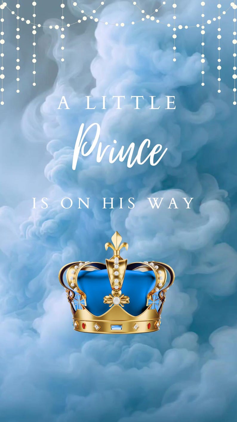 Animated Prince Baby Shower Invitation Template, Royal Fairytale Blue ...