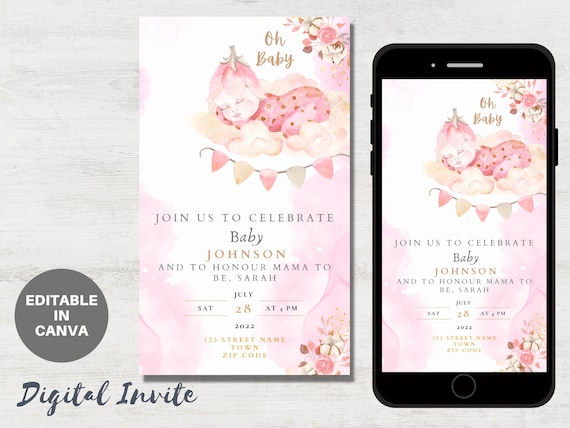 Evite Baby Shower Invitation for Girl Shower Party Invite - Etsy