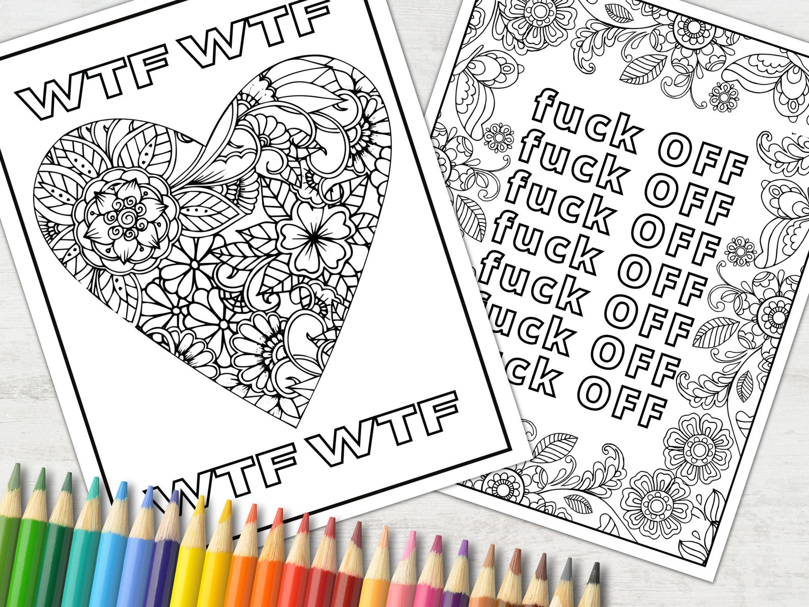 10 Adult Coloring Pages, Funny Rude Swear Words, Offensive Printable ...