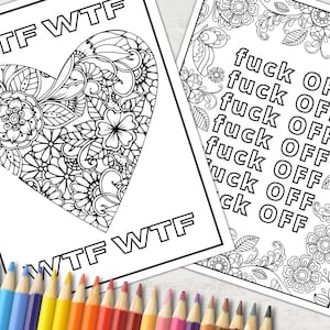 10 Adult Coloring Pages, Funny Rude Swear Words, Offensive Printable ...
