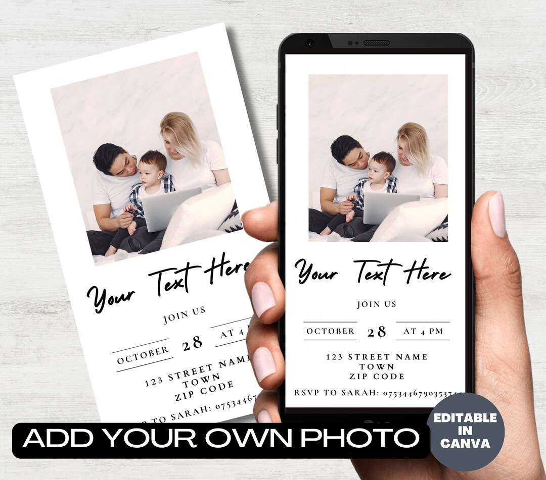 Your Own Photo Personalized Custom Invitation Template, Digital ...