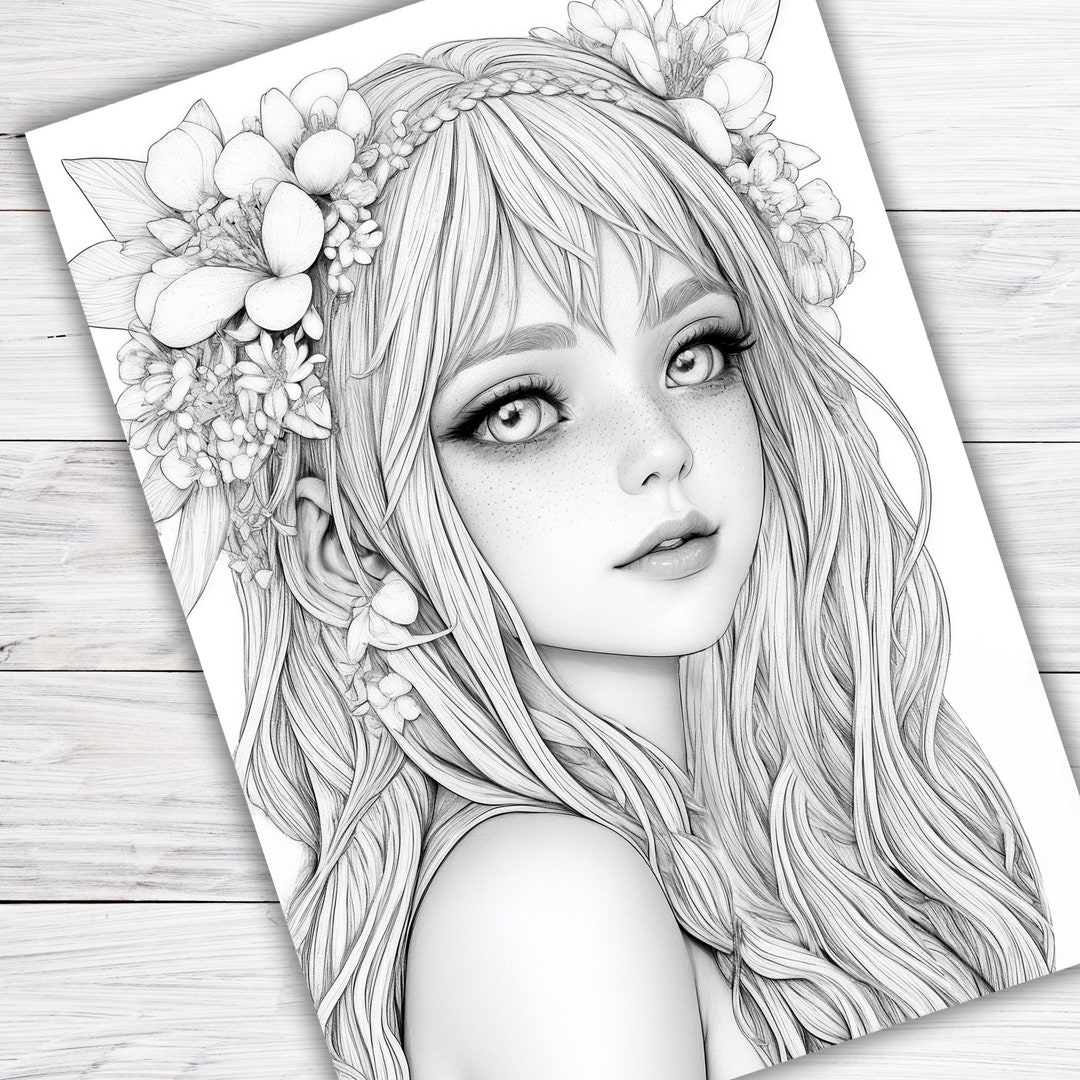 Beauty Theme Coloring Page for Adults, Digital Download Printable ...