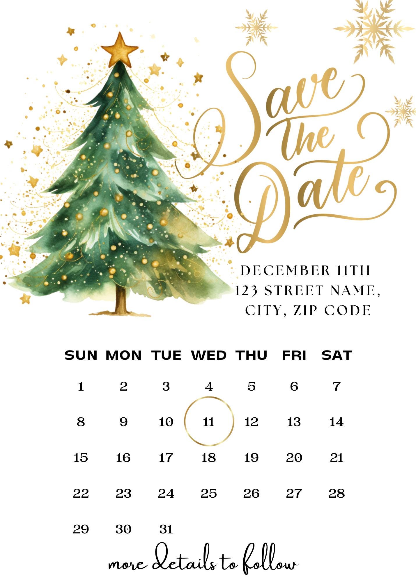 Editable Save the Date Christmas Template, Printable Christmas Save the ...