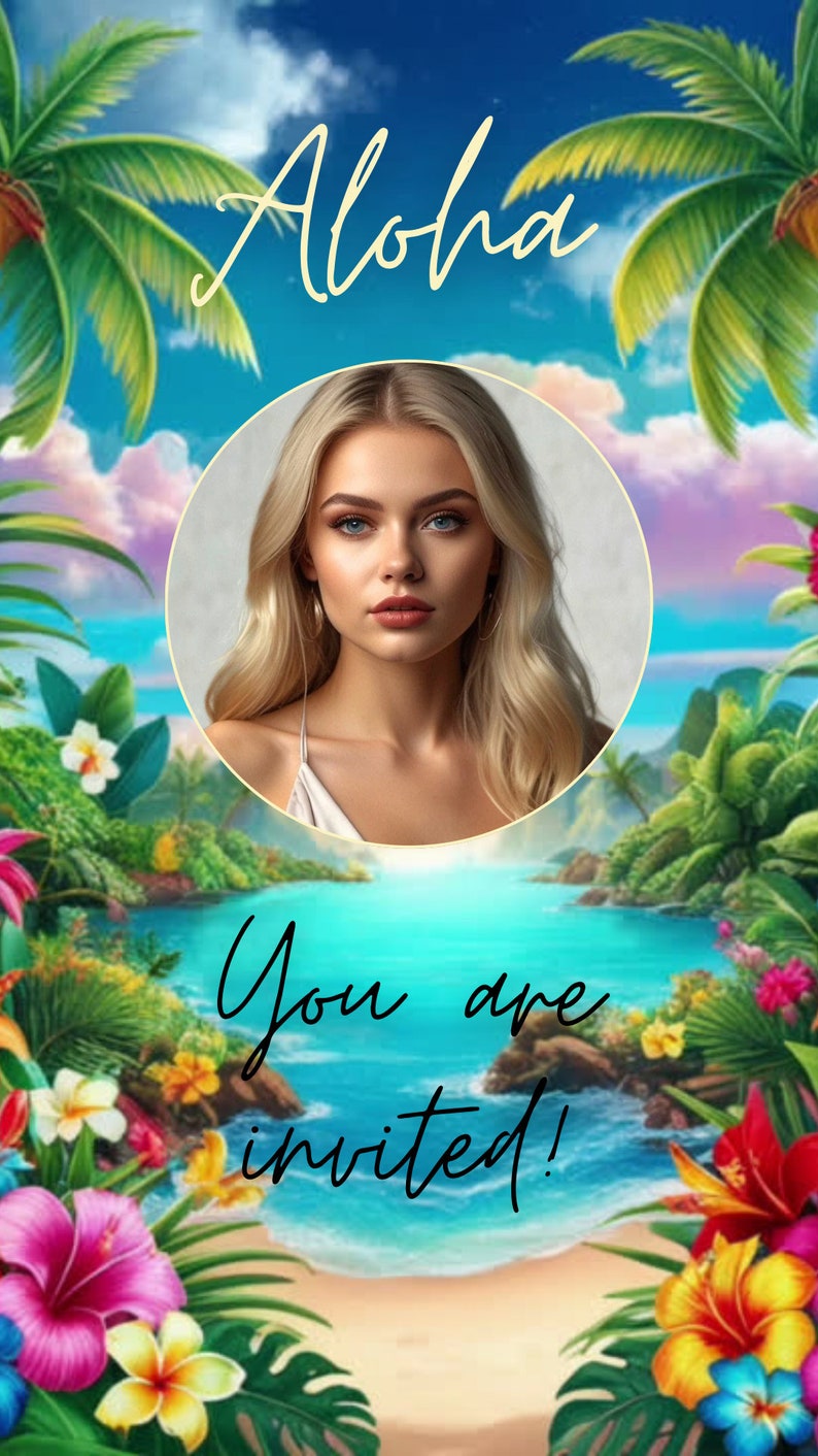 Animated Aloha Theme Birthday Party Invite Video, Tropical Hawaii Vibes ...