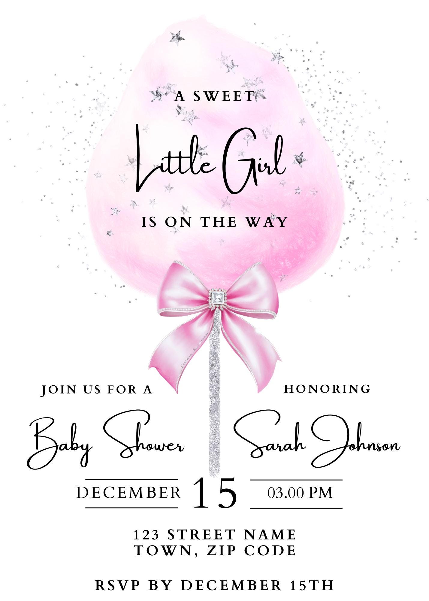 Candyland Baby Shower Invitation Template, Printable Pink Candy Land ...