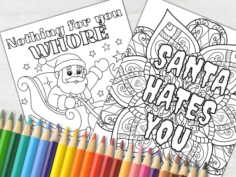 10 Rude Christmas Coloring Pages With Swear Words for Adults, Obscene ...