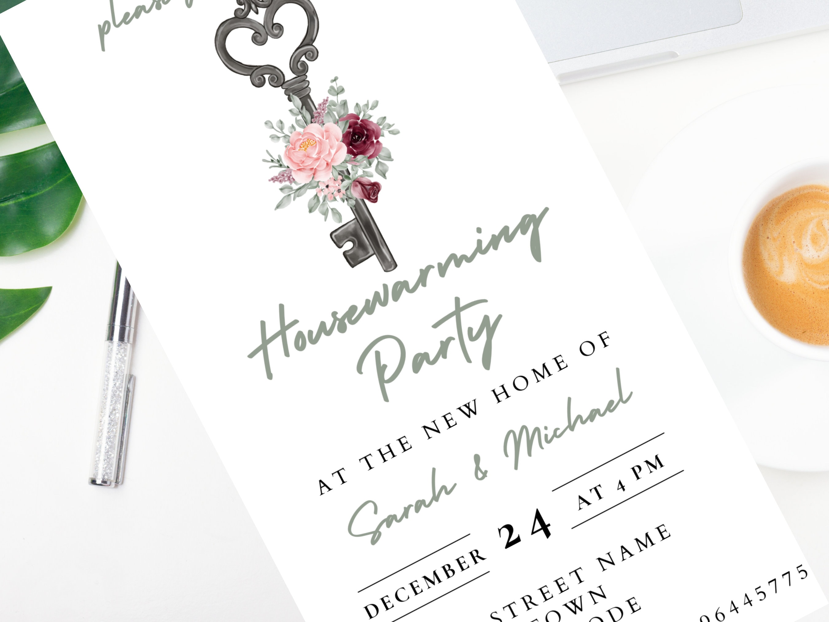 Key Themed Housewarming Invitation Template Digital Download - Etsy