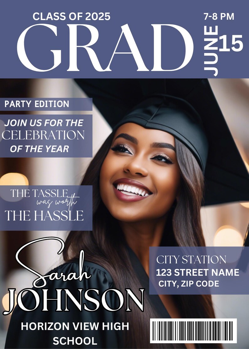 Magazine Cover Graduation Invitation Template, Printable Graduation ...