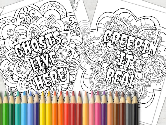 10 Printable Halloween Coloring Pages for Adults With Fun - Etsy